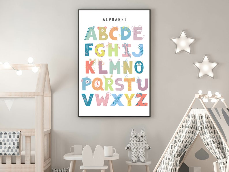 Colorful Alphabet Abc Flashcards Poster Set I PNG PDF JPG I - Etsy
