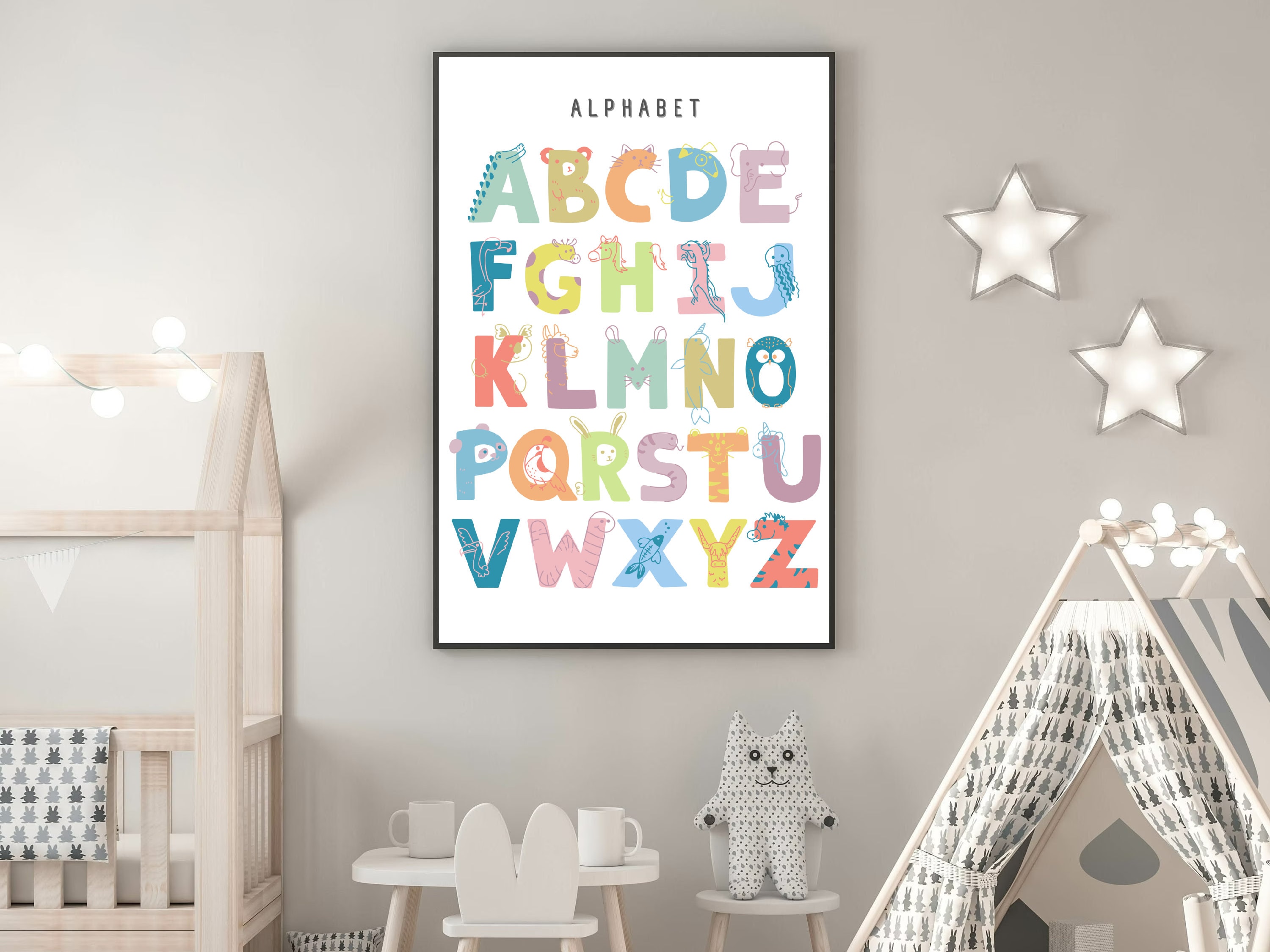 Colorful Alphabet Abc Flashcards Poster Set I PNG PDF JPG I - Etsy