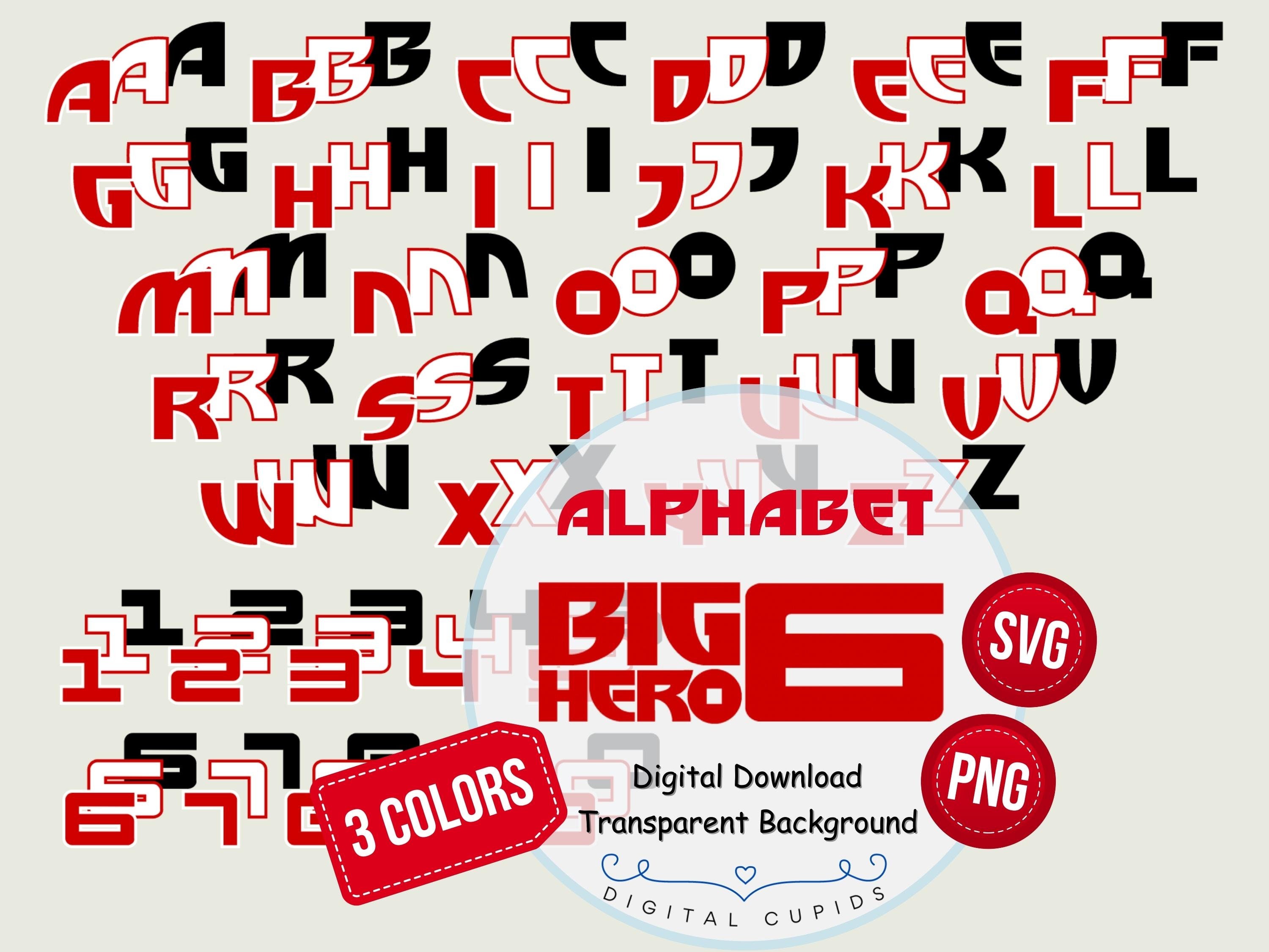 Big Hero Alphabet Font SVG PNG Big Hero Letters & Numbers Movie-themed ...