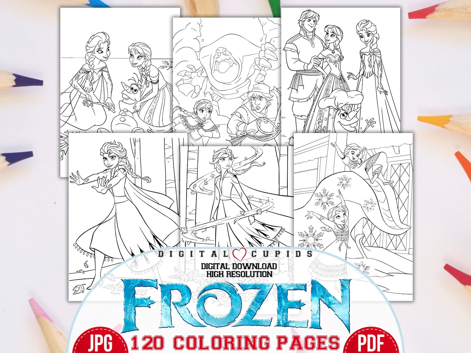 Frozen Coloring Pages, Elsa & Anna Cartoon Cliparts Coloring Book ...