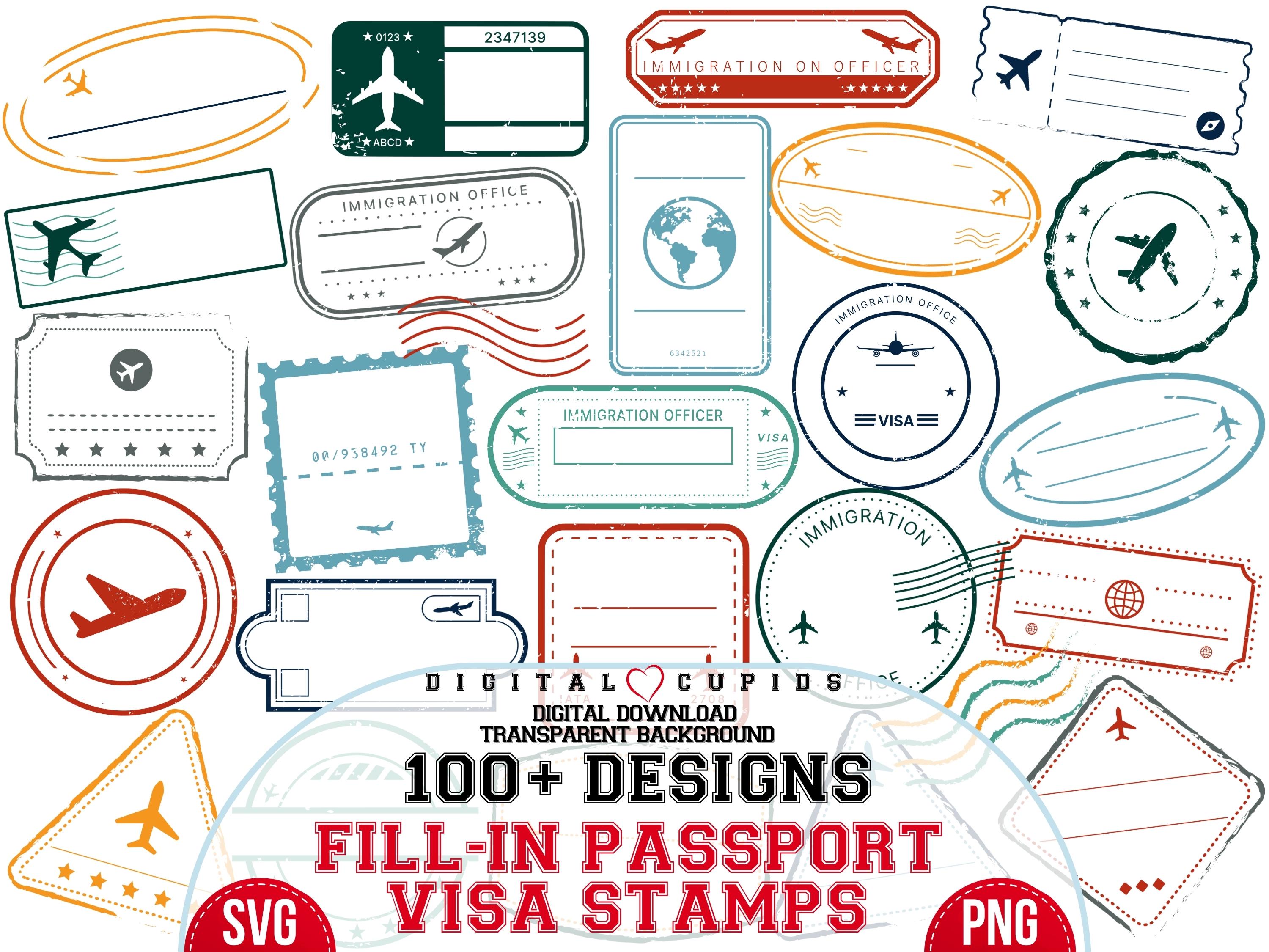 Passport Visa Stamps: Fill-in Travel Stickers, SVG PNG (digital ...