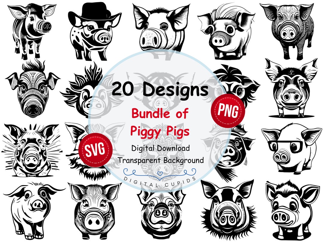 Piggy Pigs Collection I Clipart Designs SVG PNG I Transparent & High ...