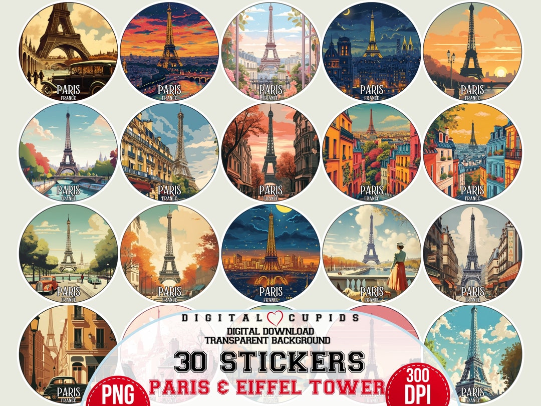 Paris & Eiffel Tower Stickers PNG Collection I Paris Love Iconic Places ...