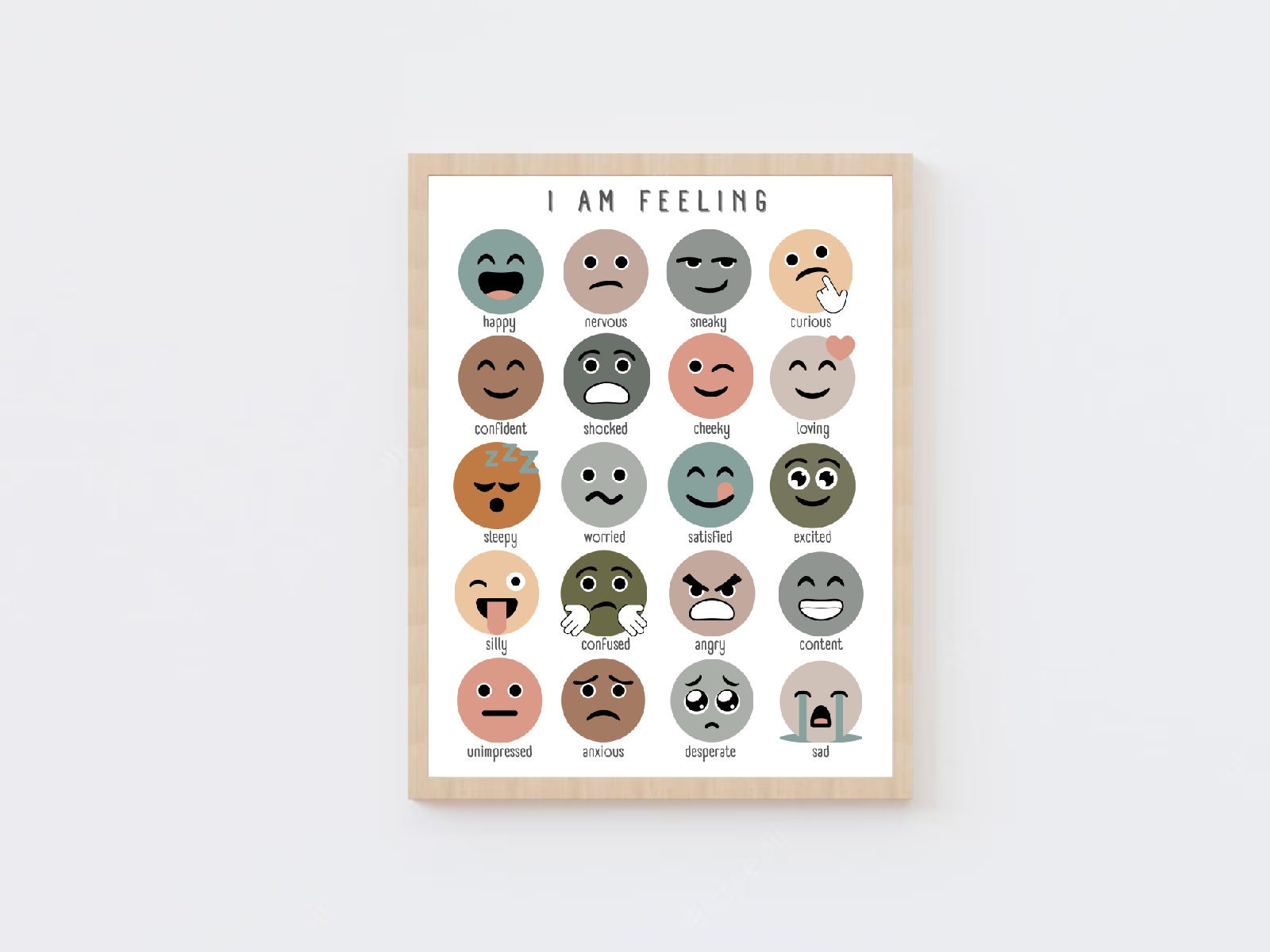 Feelings & Emotions Flashcards and Poster Set for Kids PNG JPG PDF I ...