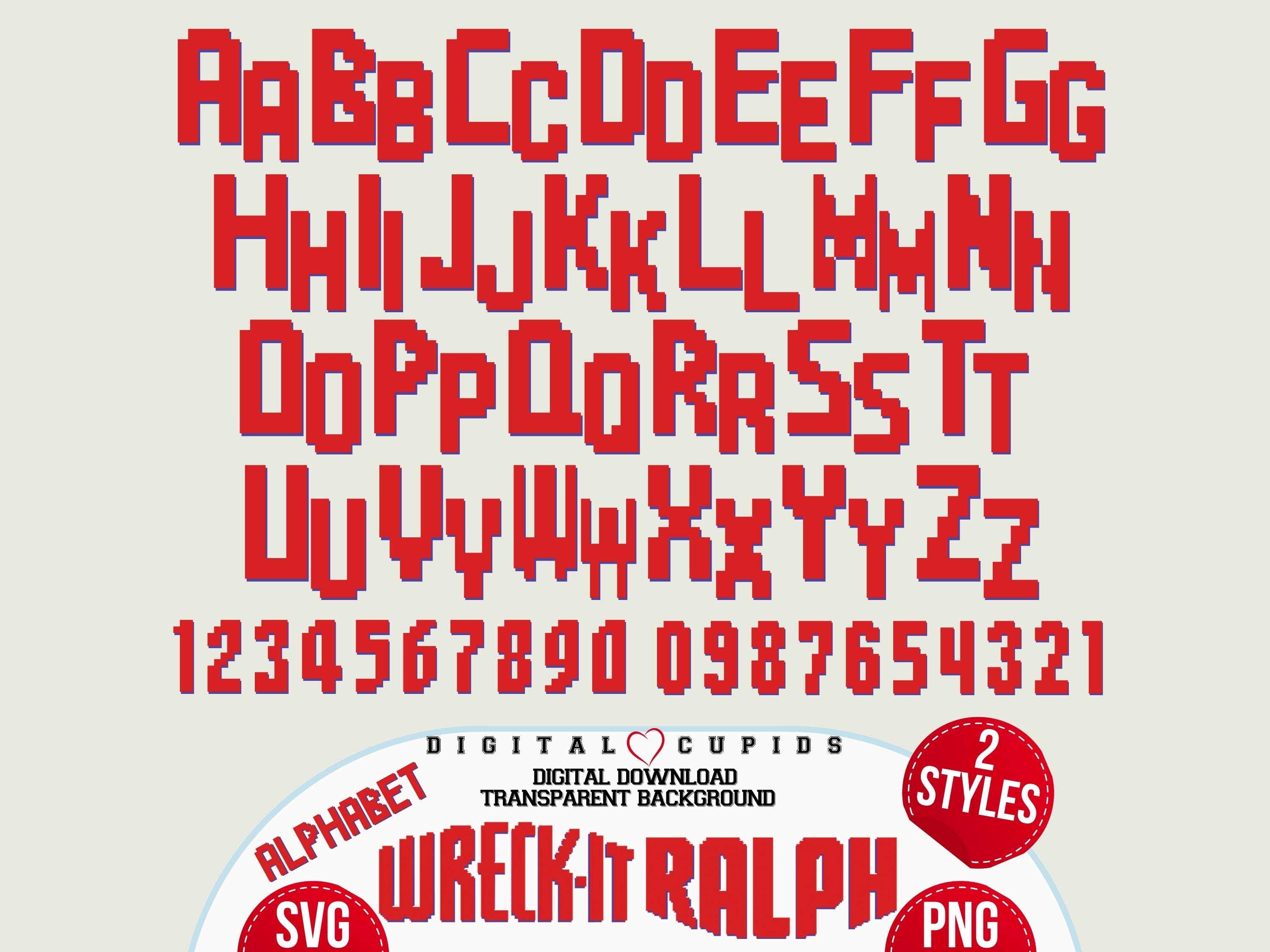 Wreck-it Ralph Font Alphabet SVG PNG | Ralph, Vanellope Letters ...