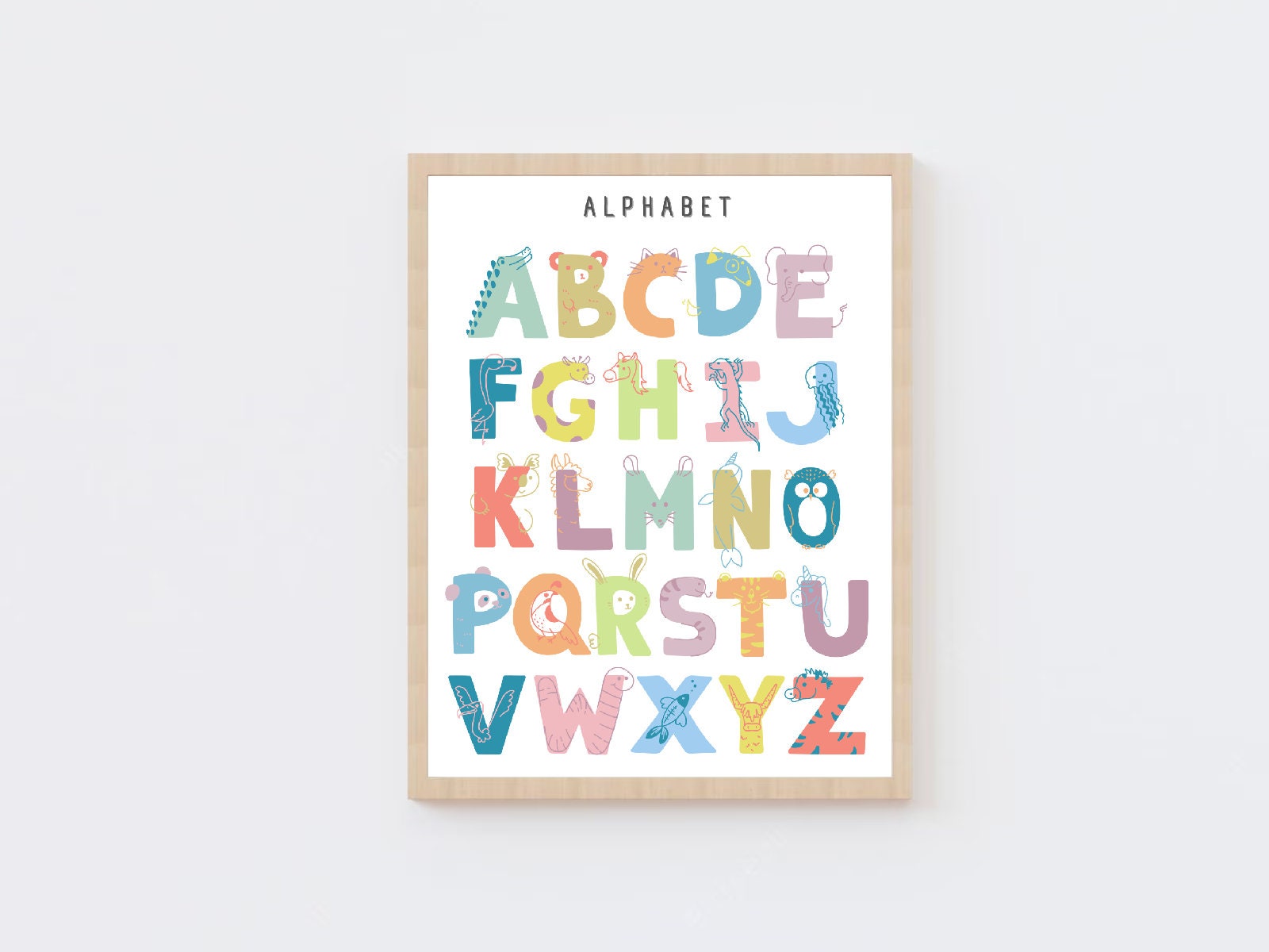 Colorful Alphabet Abc Flashcards Poster Set I PNG PDF JPG I - Etsy