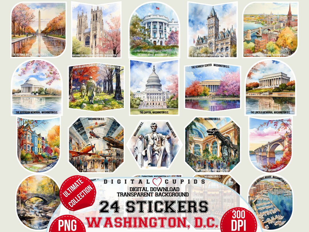Washington DC. Sticker Collection I PNG: 5K Res | White House, Lincoln ...