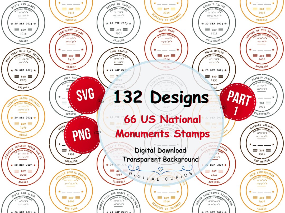 US National Monuments Stamps SVG & PNG: Part 1 Travel Stamp - Etsy