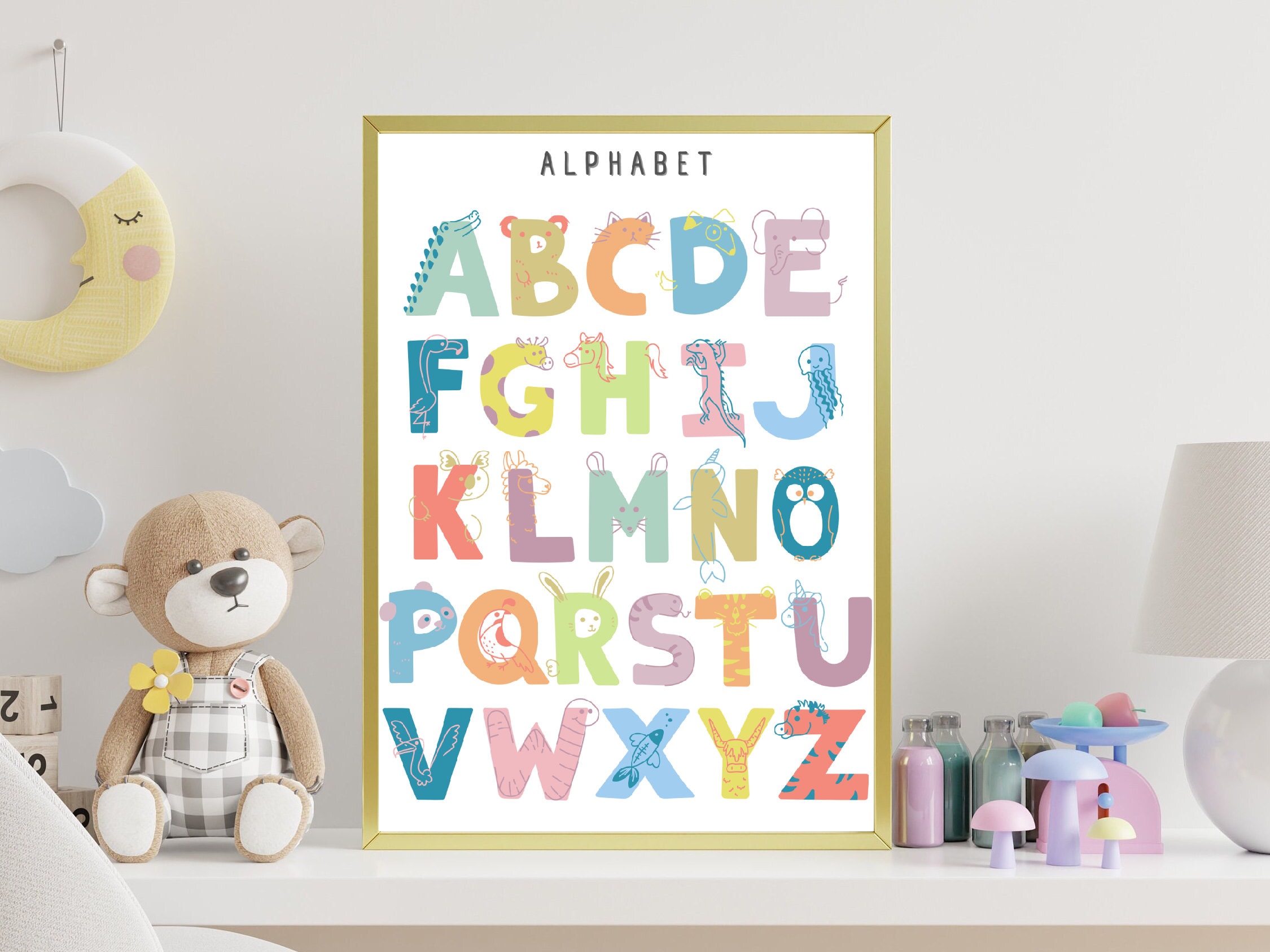 Colorful Alphabet Abc Flashcards Poster Set I PNG PDF JPG I - Etsy