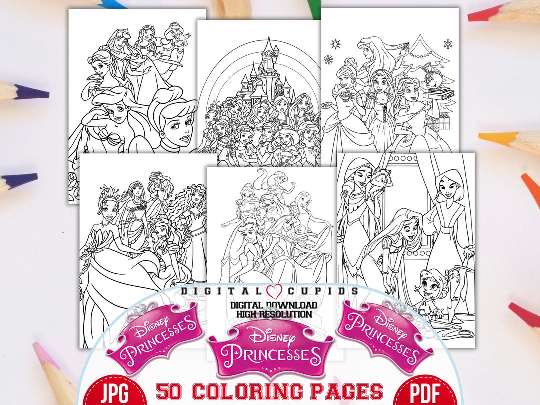 Princess Children Kids Coloring Pages, All Princesses Cartoon Cliparts ...