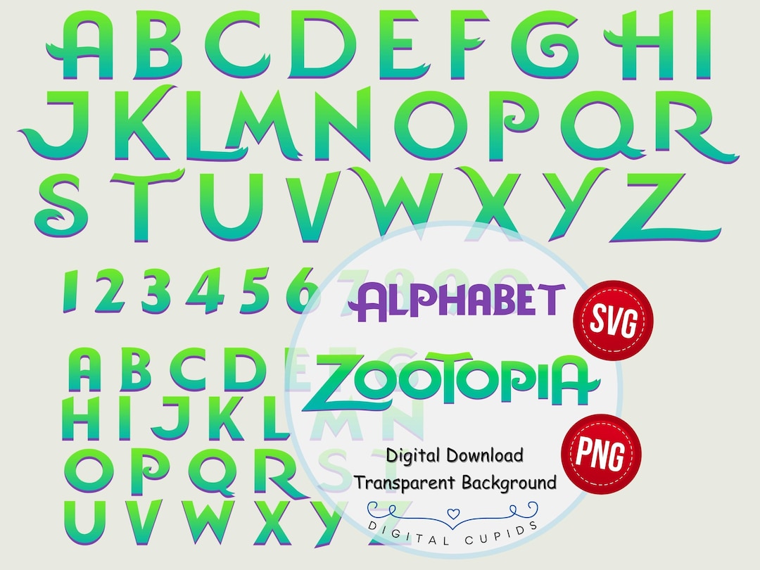 Zootopia Alphabet Font SVG PNG | Zootropolis Letters, Numbers | Movie ...