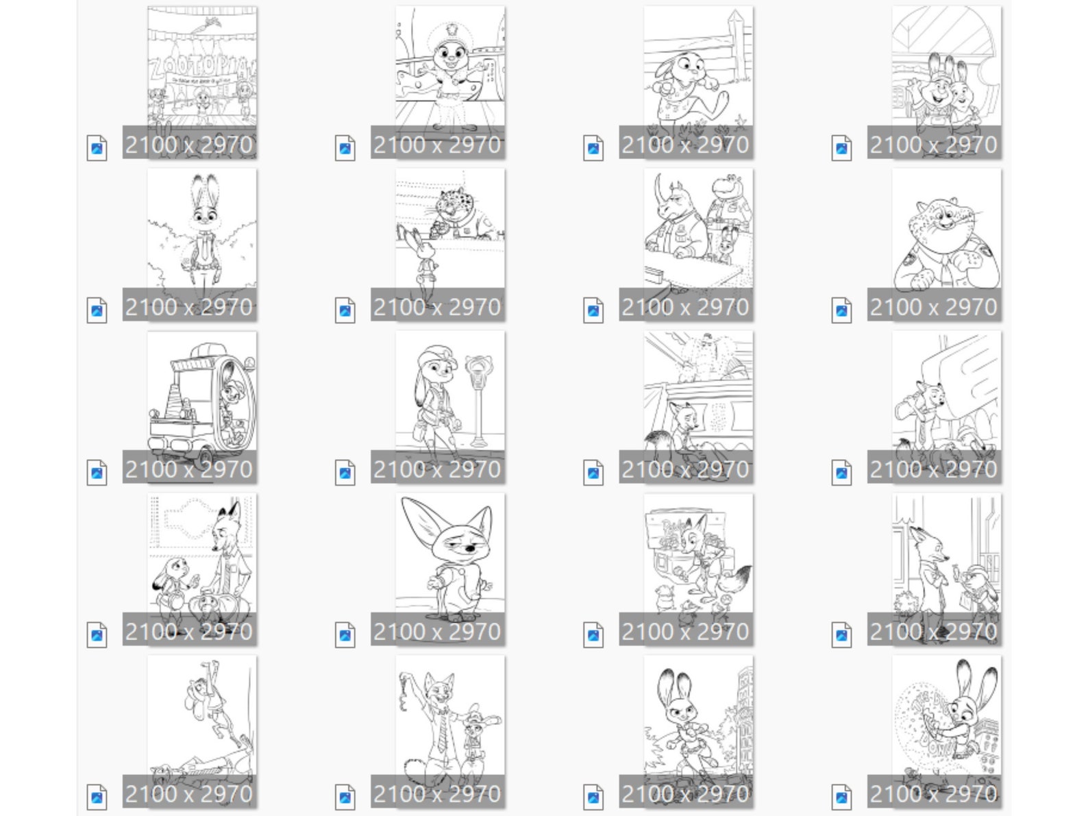 Zootopia Movie Coloring Pages JPG & PDF | Zootropolis Illustrations ...