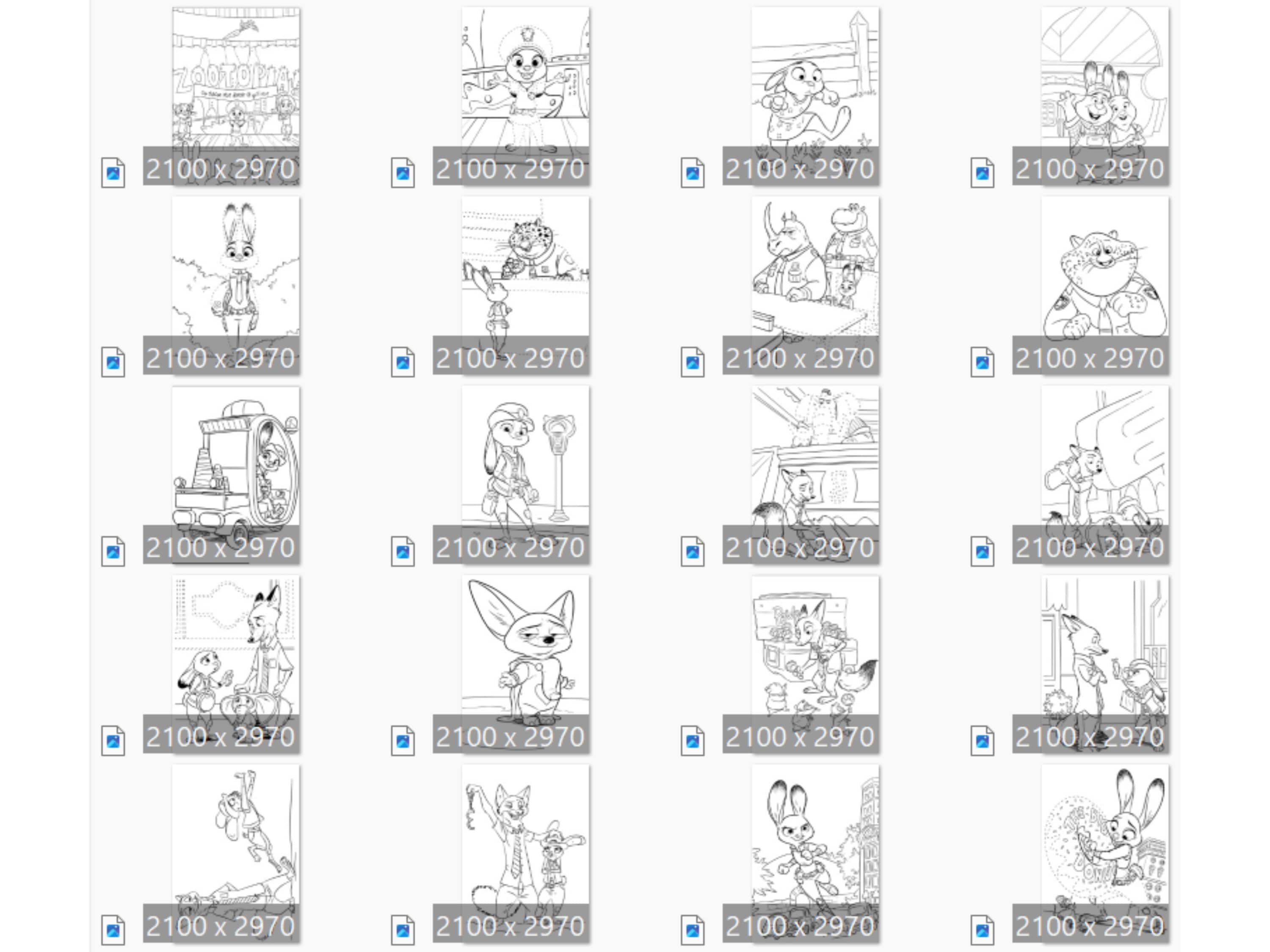 Zootopia Movie Coloring Pages JPG & PDF | Zootropolis Illustrations ...