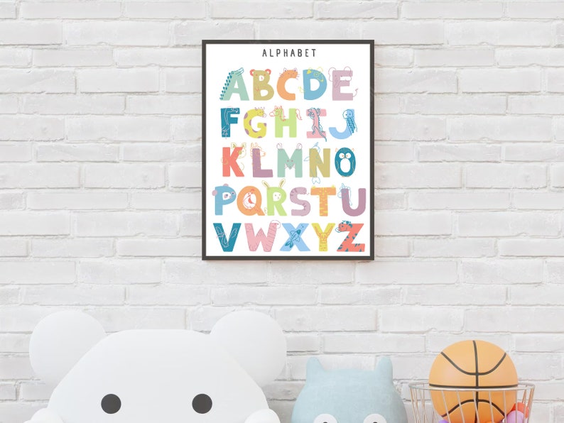 Colorful Alphabet Abc Flashcards Poster Set I PNG PDF JPG I - Etsy