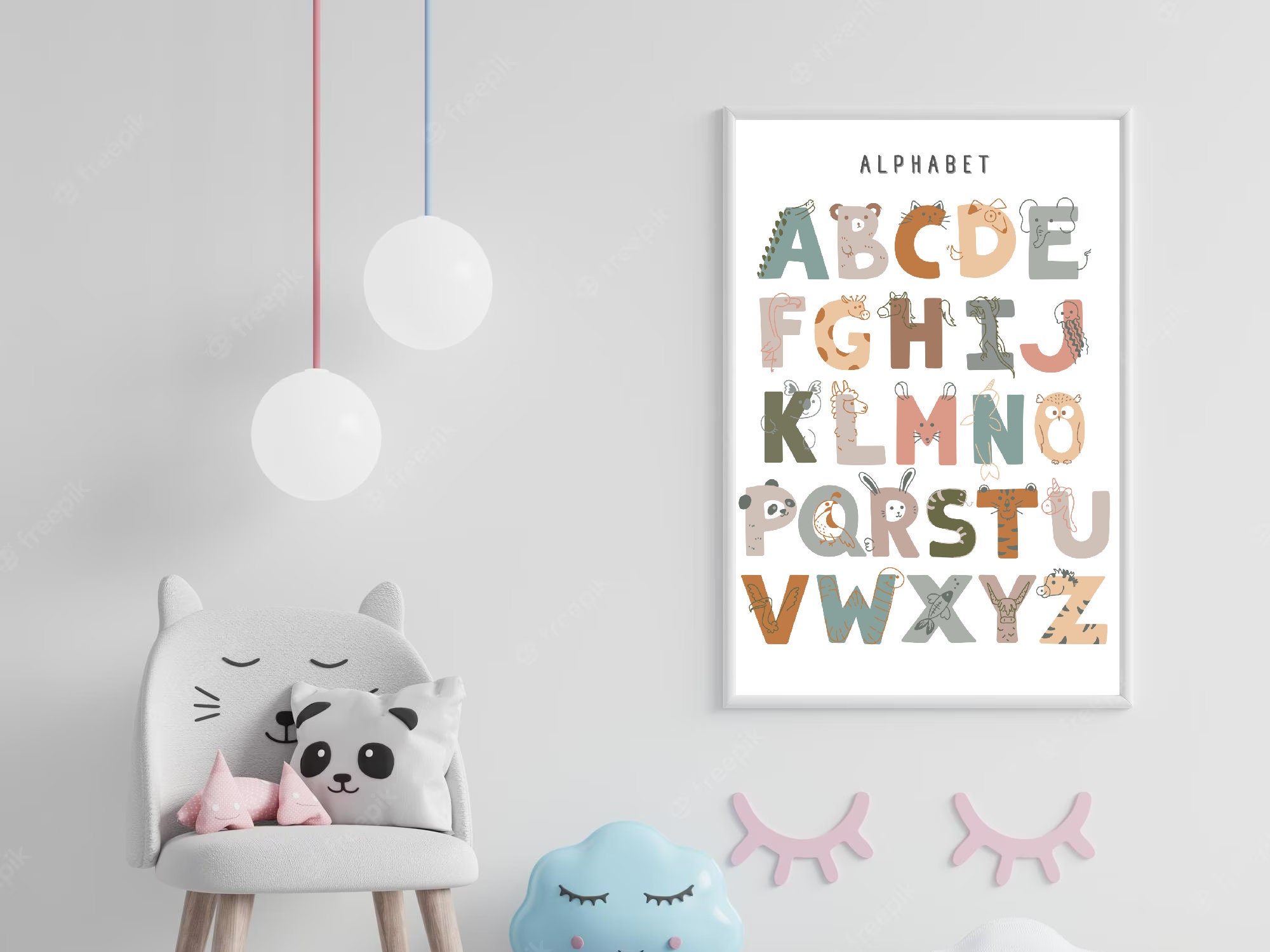 Alphabet Abc Flashcards & Poster Set I PNG PDF JPG A-Z Learning Wall ...