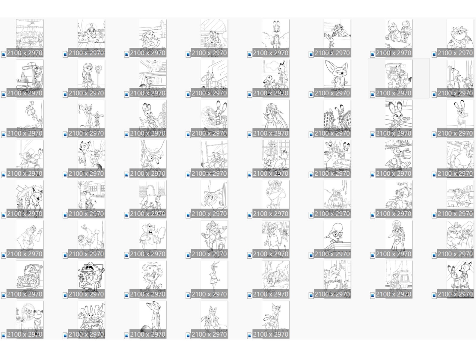 Zootopia Movie Coloring Pages JPG & PDF Zootropolis Illustrations: Judy ...