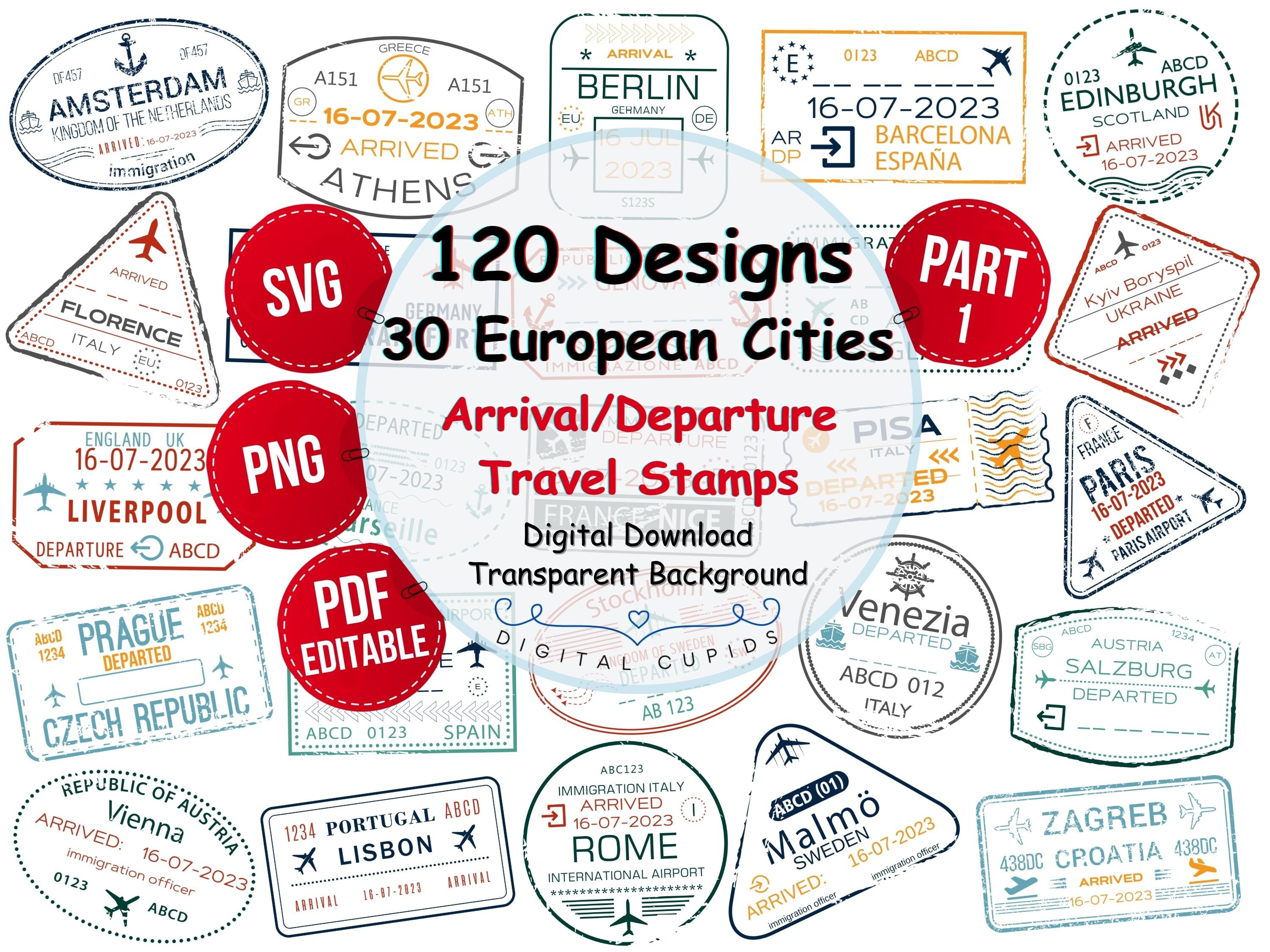 Passport Travel Stamps Stickers: 1st Bundle SVG PNG PDF I - Etsy