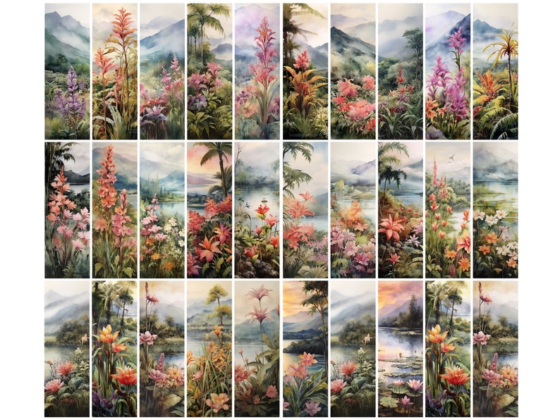 Hawaii Watercolor Aquarel Bookmarks Bundle, Png High-resolution Digital ...