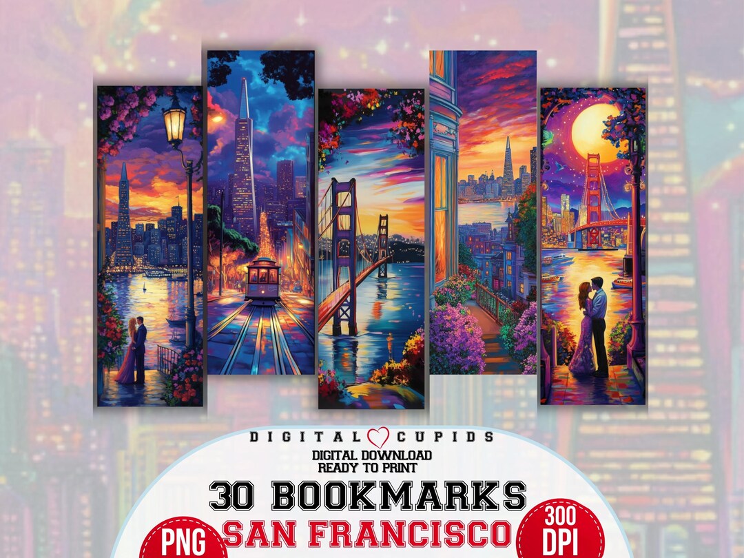 Romantic San Francisco Watercolor Bookmarks Collection | High ...