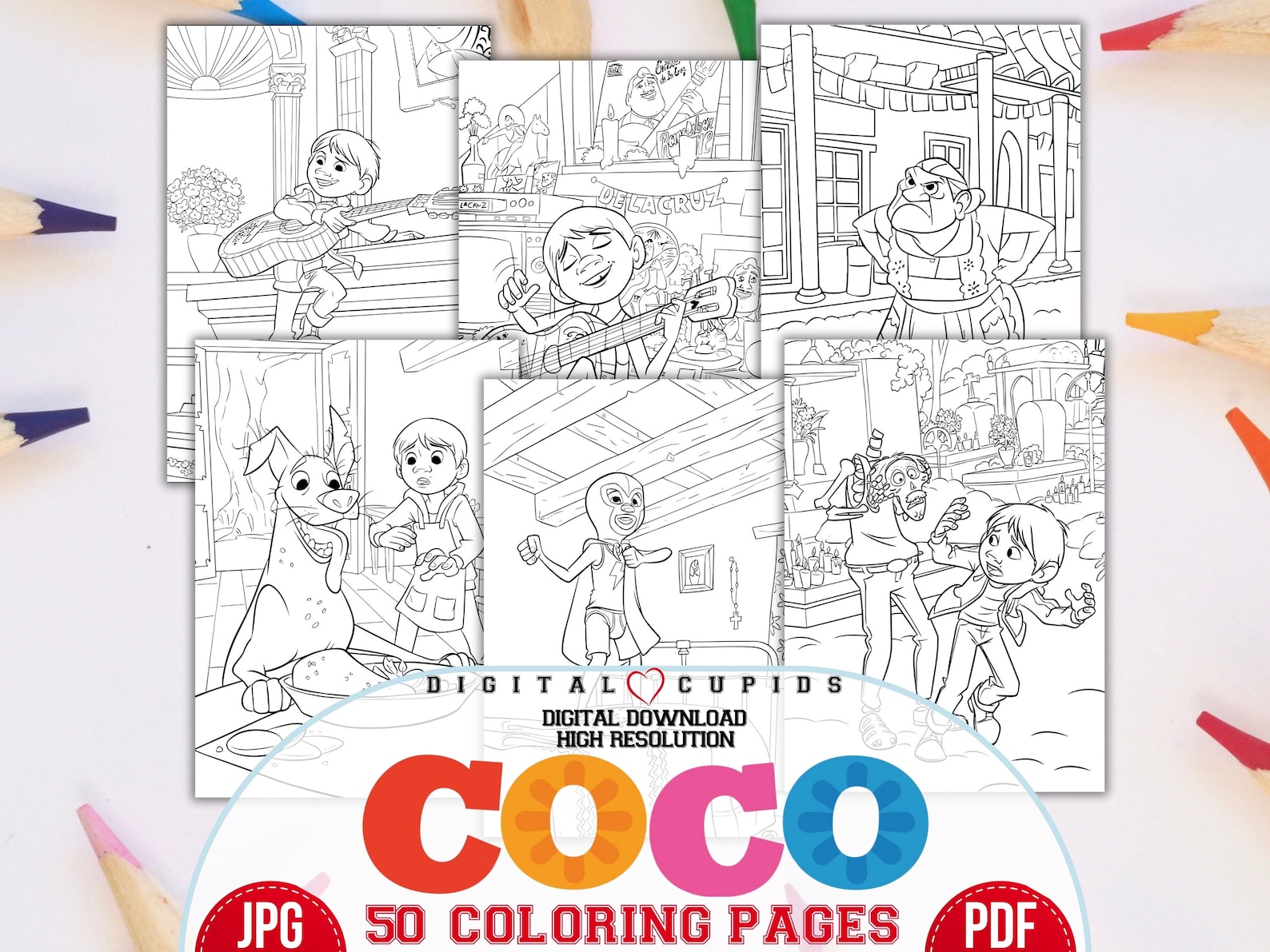 Coco Movie Coloring Pages JPG & PDF Coco Illustrations Creative Kids ...