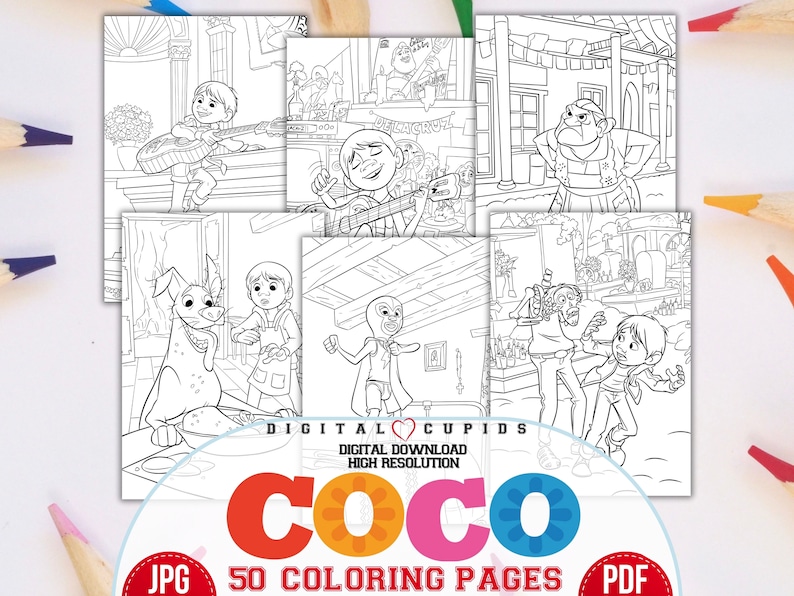 Coco Movie Coloring Pages JPG & PDF | Coco Illustrations | Creative ...