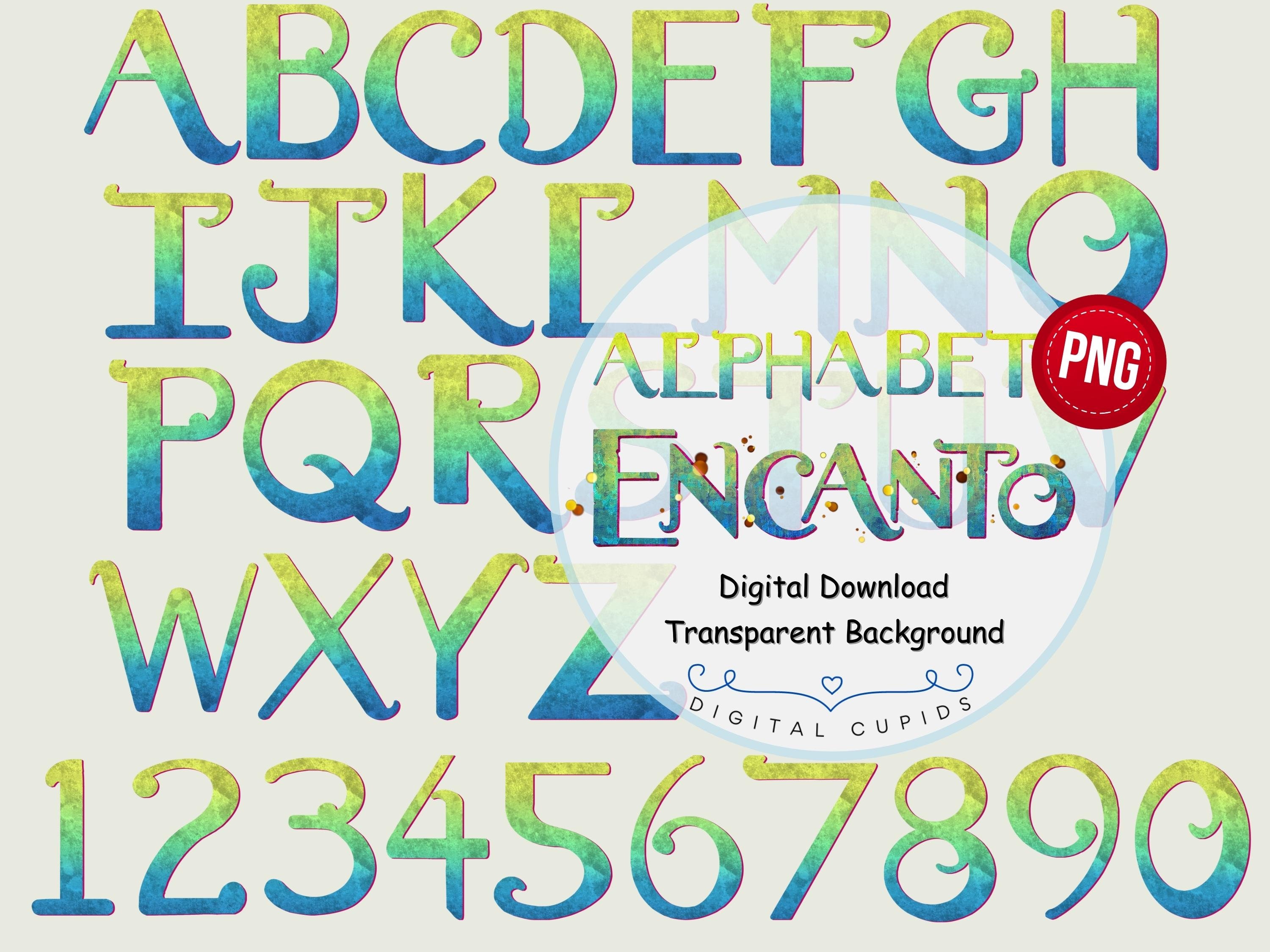 Encanto Movie Alphabet & Numbers PNG Kids Parties, Birthday Decor, Cake ...