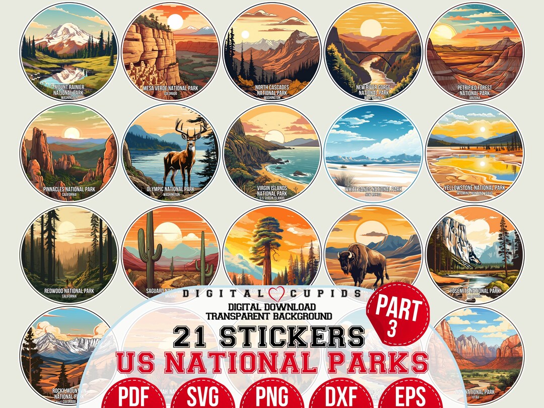 US National Parks: Part 3 | SVG PNG Pdf Eps Dxf Stickers Collection ...