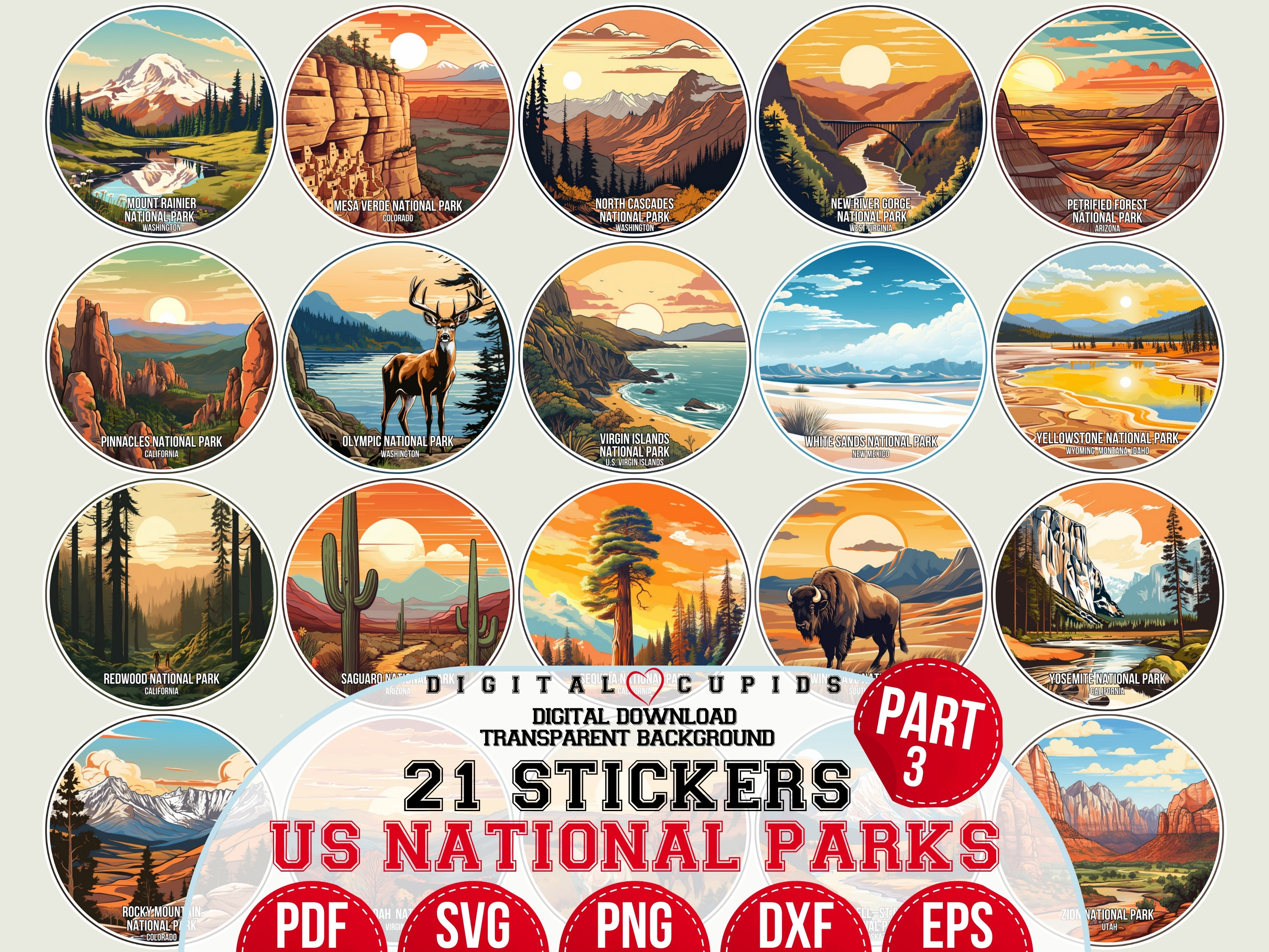 US National Parks: Part 3 | SVG PNG Pdf Eps Dxf Stickers Collection ...