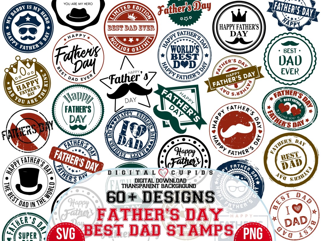Super Dad Stamp Collection SVG PNG | Father's Day Stickers Set | Daddy ...