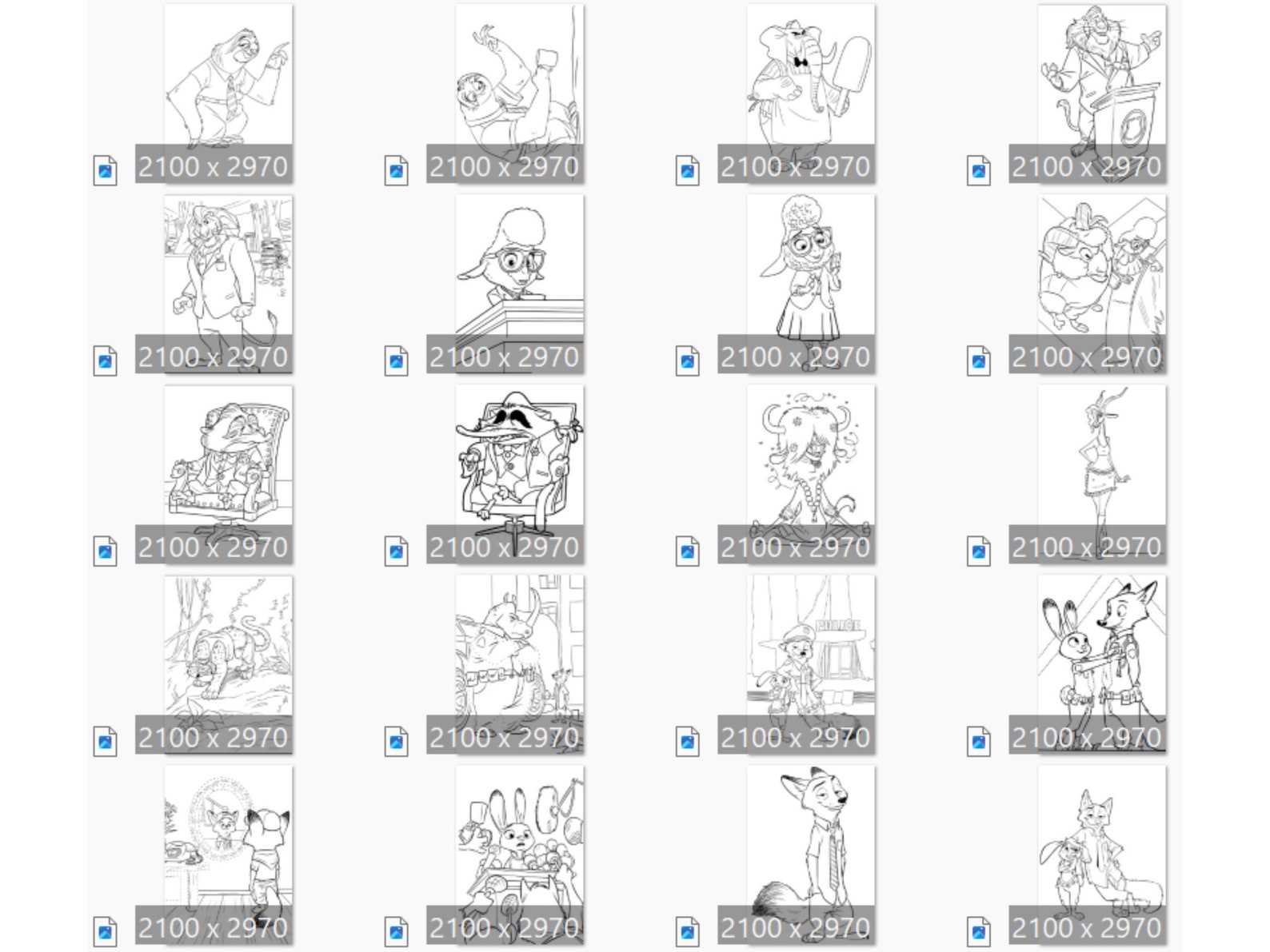 Zootopia Movie Coloring Pages JPG & PDF | Zootropolis Illustrations ...