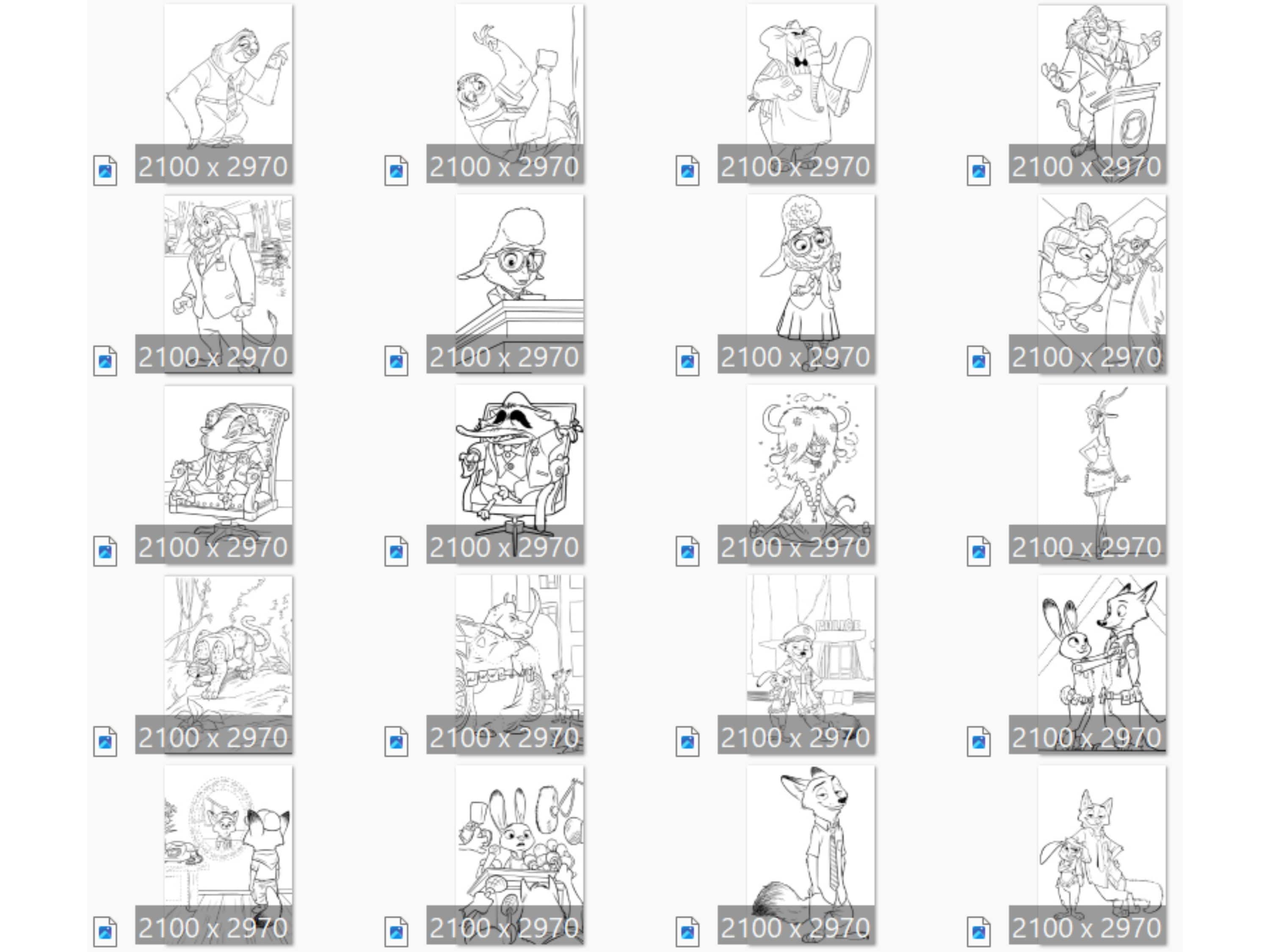 Zootopia Movie Coloring Pages JPG & PDF | Zootropolis Illustrations ...