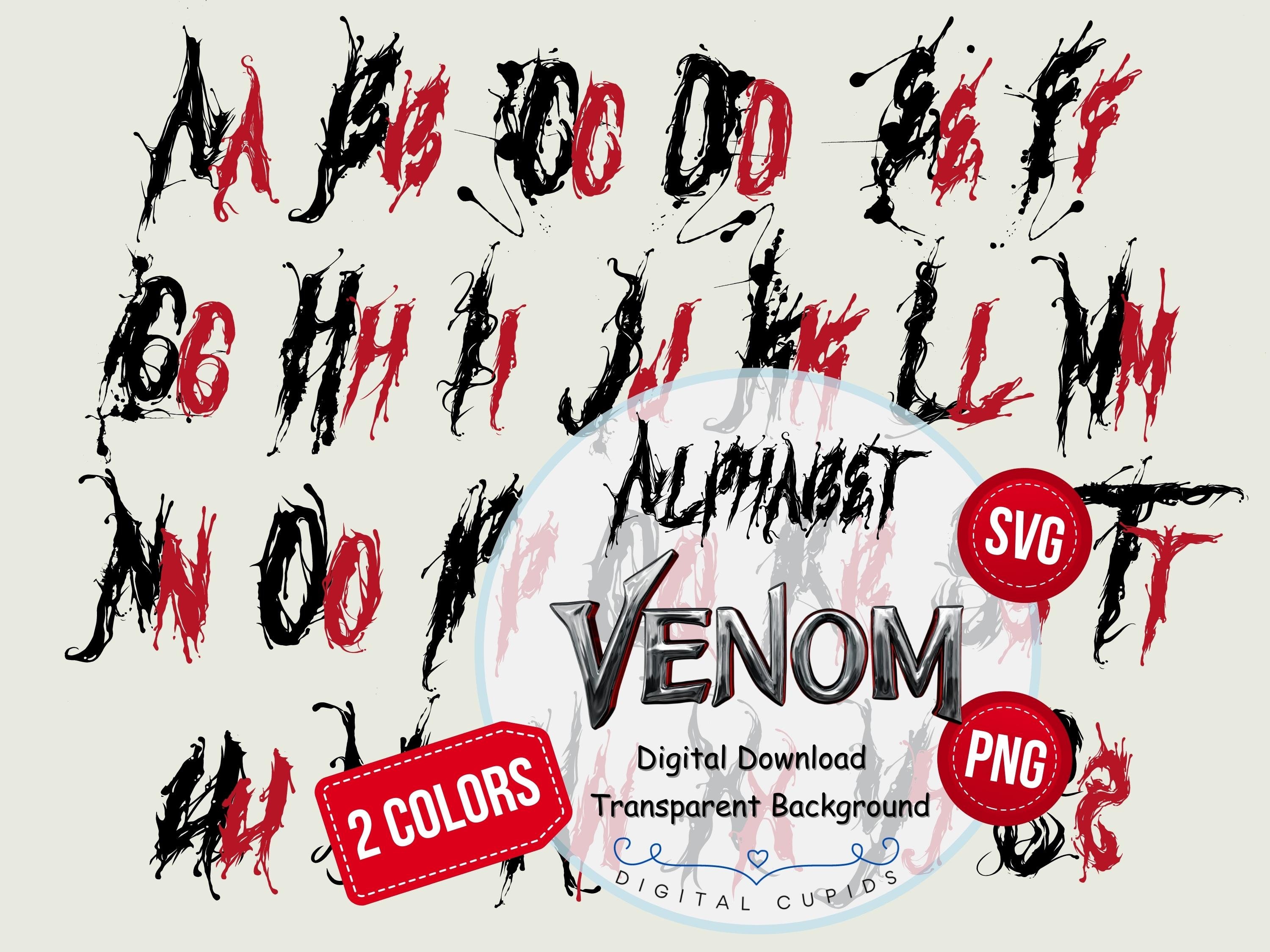 Venom Alphabet Font SVG PNG / Venom Letters & Numbers / Imprimibles de ...