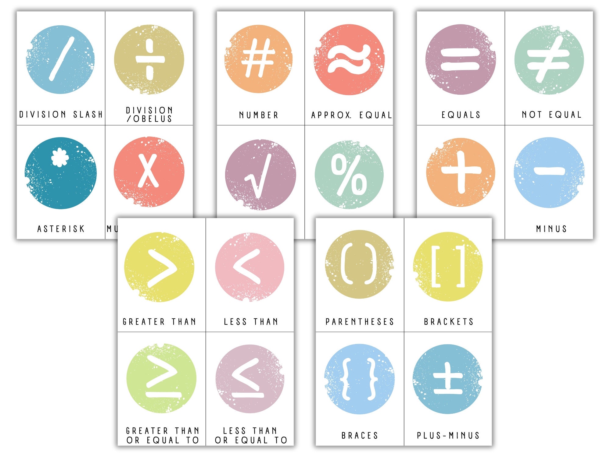 Math Symbols Flashcards & Poster PNG PDF JPG I Preschool Math Learning ...