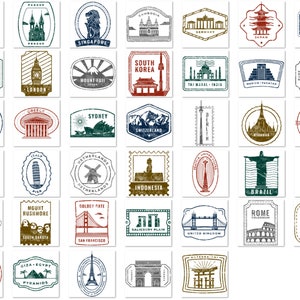 Printed Clear Stickers Pack of City Landmarks, Transparent Cities ...