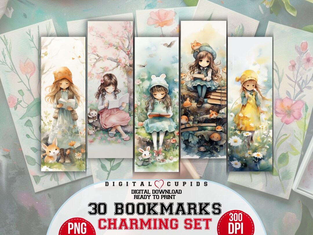 Charming Bookmark Collection Printable High-resolution Digital Prints ...
