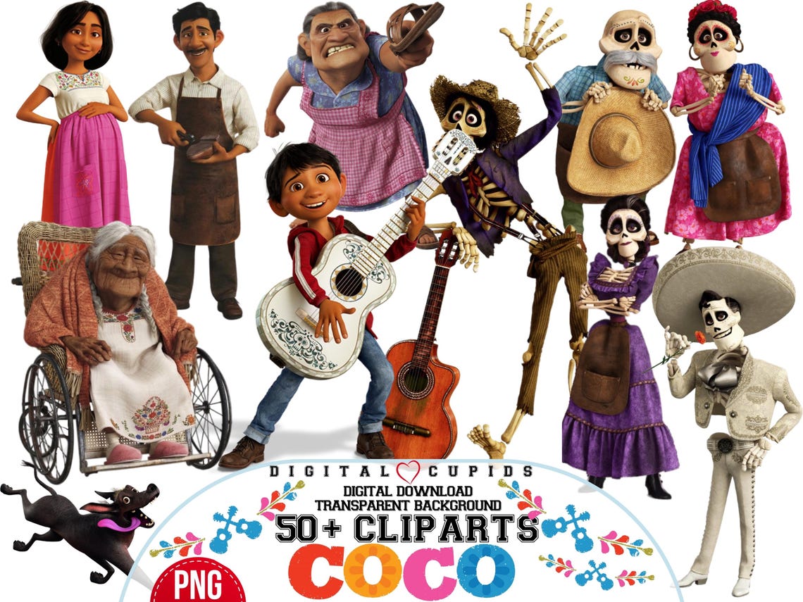 Coco Movie Clipart Collection: 55 PNG Graphics for Party Decor ...