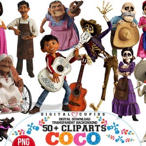 Coco Movie Clipart Collection: 55 PNG Graphics for Party Decor ...