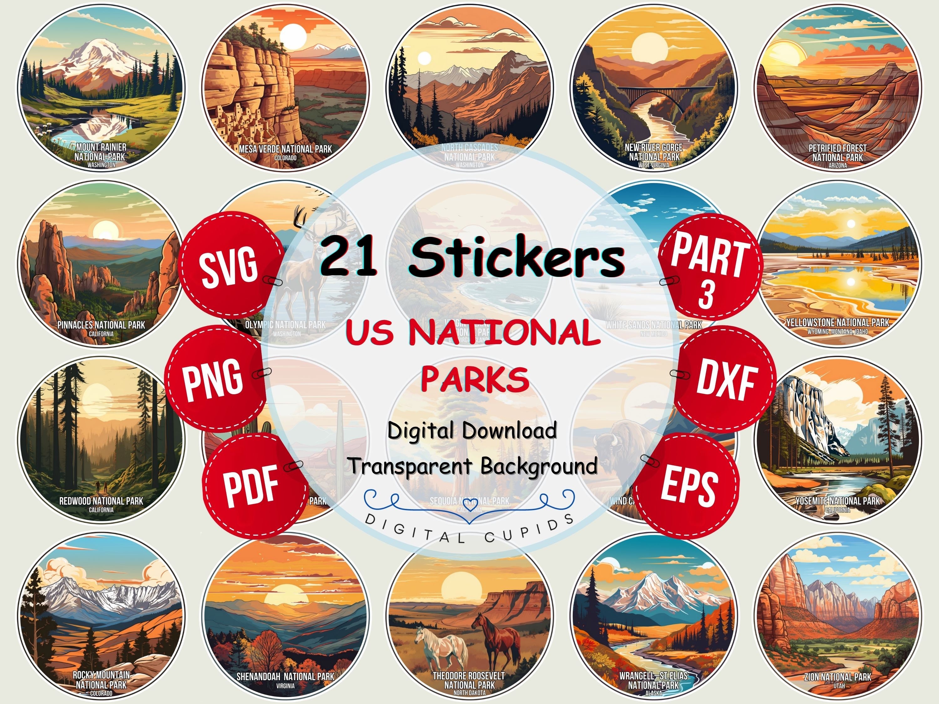 US National Parks: Part 3 SVG PNG Pdf Eps Dxf Stickers Collection ...