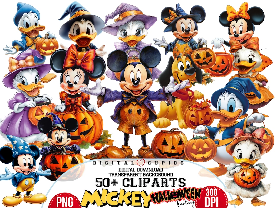 Paquete PNG de 300 DPI de Mickey Mouse para Halloween; Minnie Mouse ...