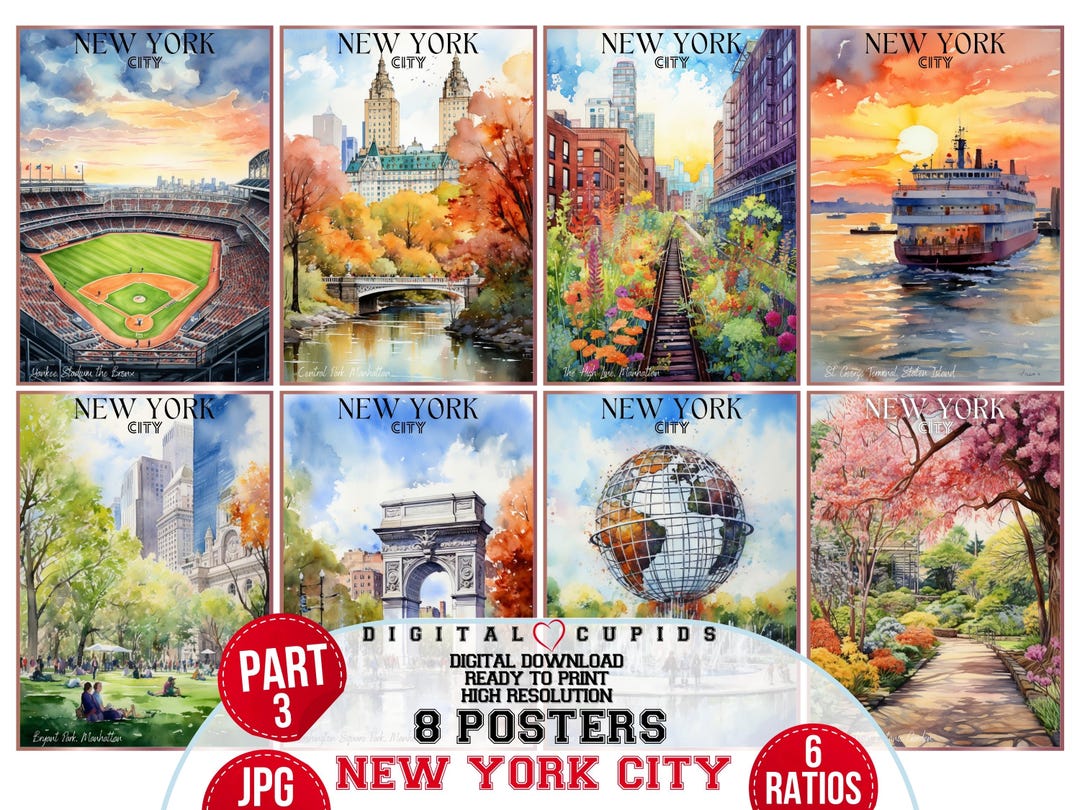 NYC Watercolor Posters | High-res Digital Prints | New York City Wall ...