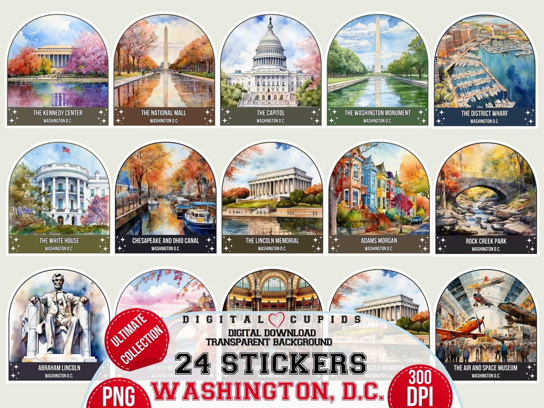 Washington D.C. Sticker Collection PNG | White House, Lincoln Memorial ...