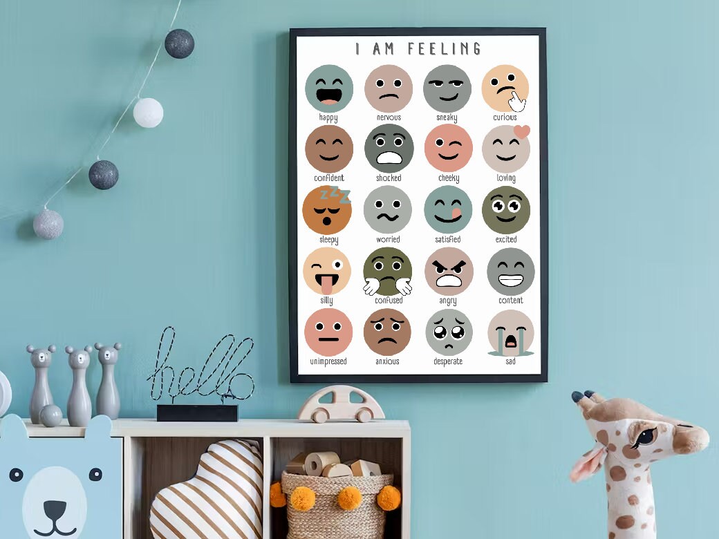 Feelings & Emotions Flashcards and Poster Set for Kids PNG JPG PDF I ...