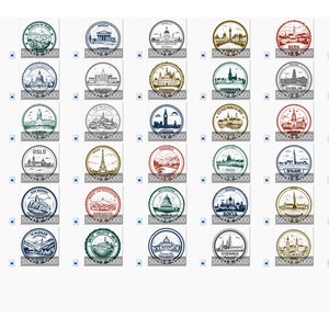 European City Landmarks Stamps: Travel Clipart (SVG, PNG) - Etsy