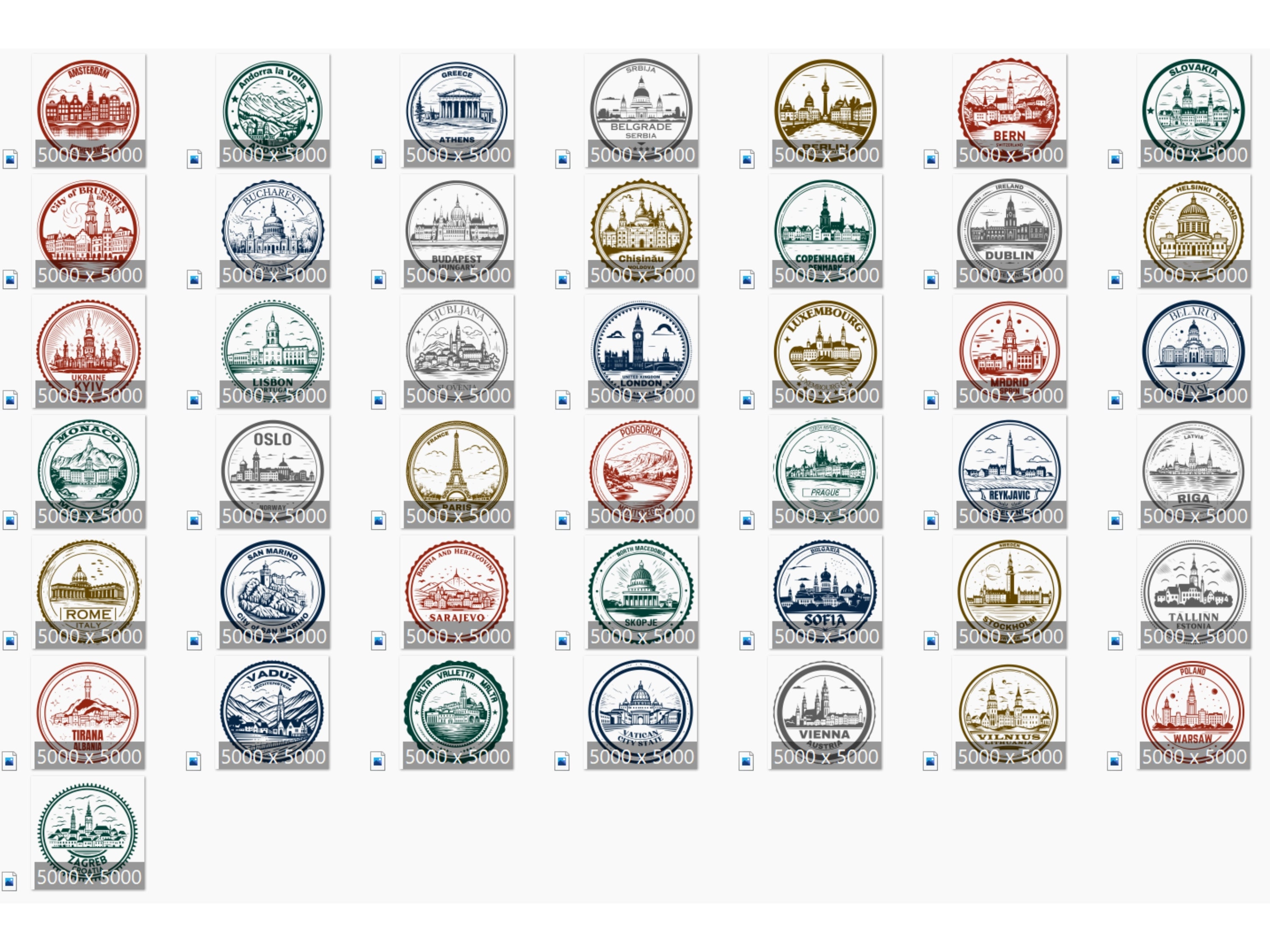 City Landmarks Stamps European Capitals Collection I SVG PNG - Etsy