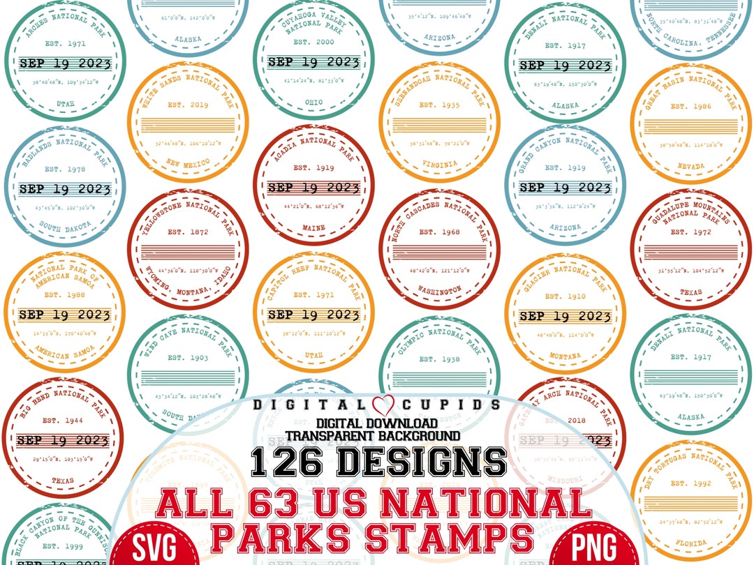 US National Parks Stamps: Travel Clipart SVG PNG (digital Download) - Etsy