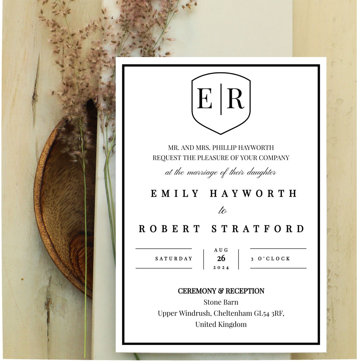 Classical Wedding Invitation Template, Digital Download, Instant ...