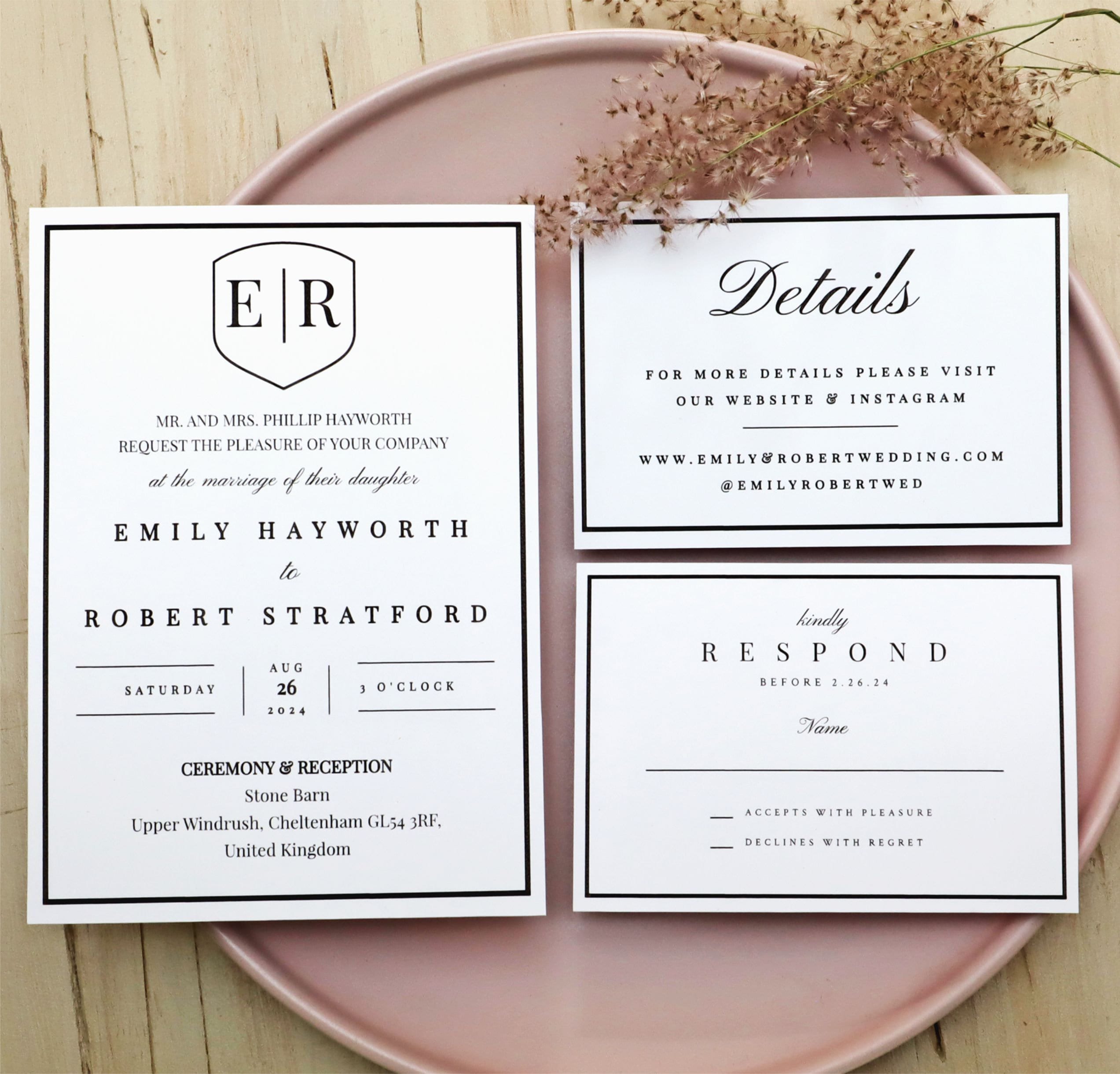 Classical Wedding Invitation Template, Digital Download, Instant ...