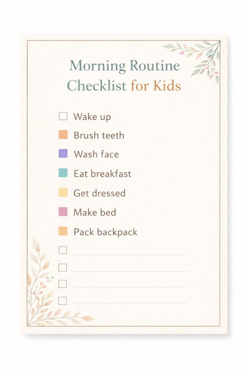 Kids Morning Routine Checklist Printable | Daily Habits Planner | Self ...