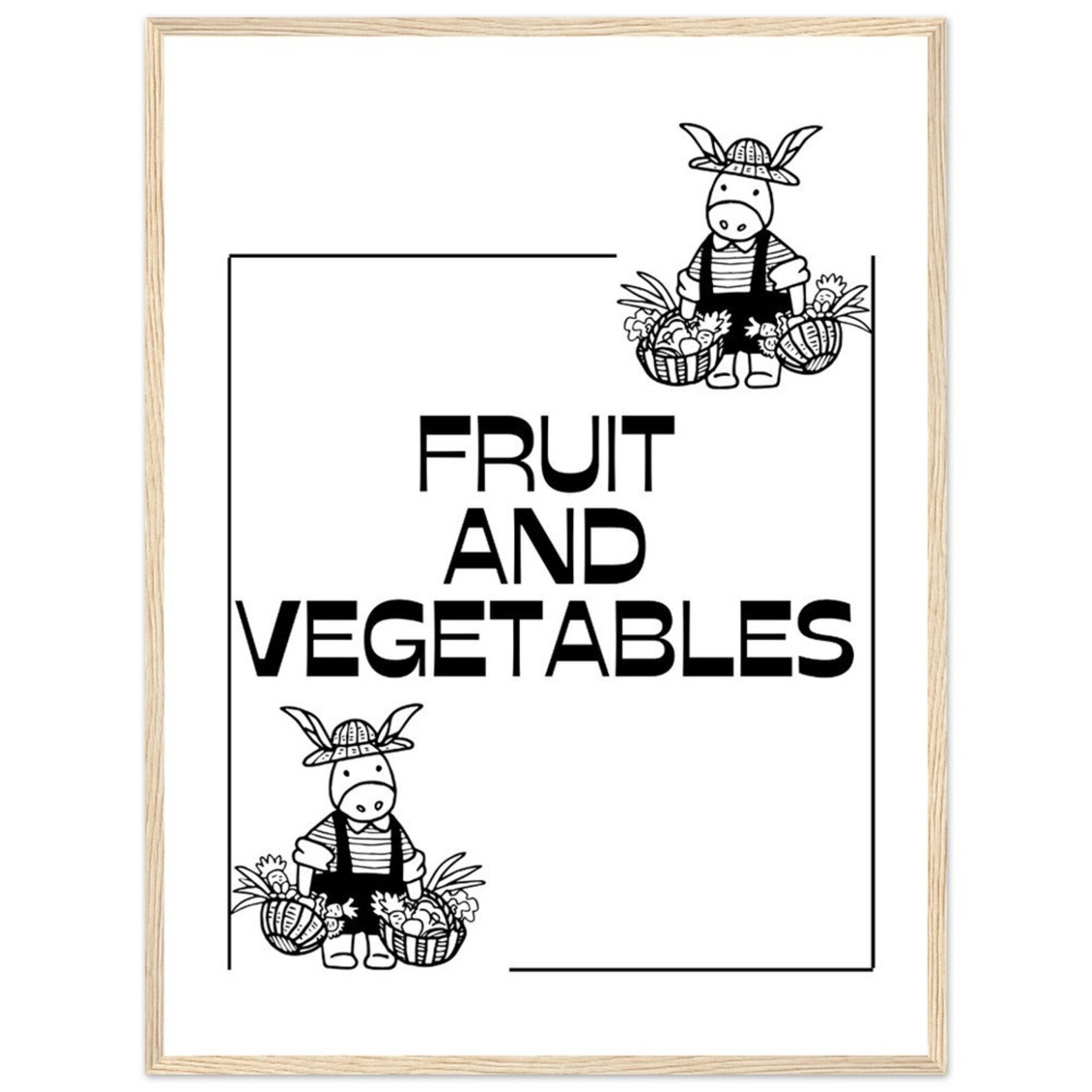 Fruit and Vegetables Retro Wooden Framed Poster - Etsy