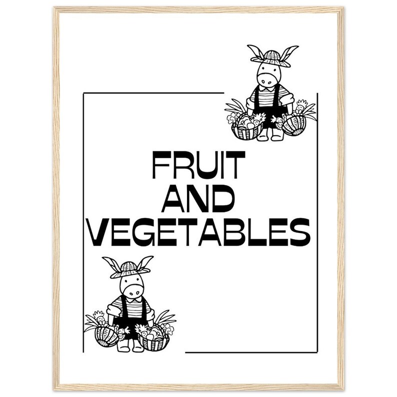 Fruit and Vegetables Retro Wooden Framed Poster - Etsy